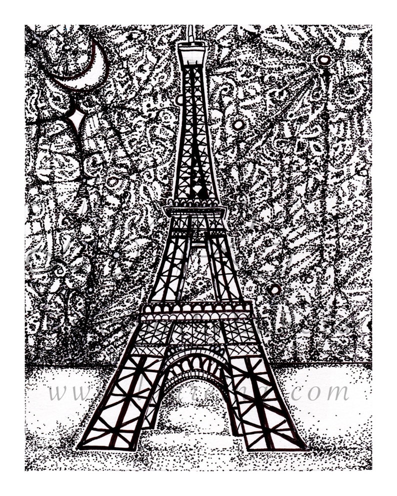 Eiffel Tower - Illustration - Giclee Print - Etsy