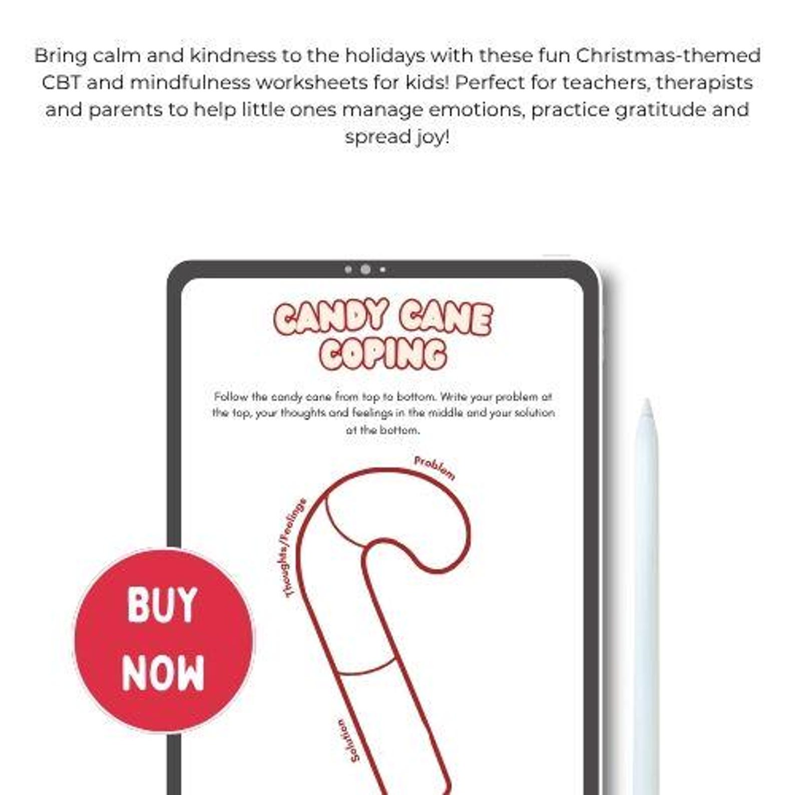 Kids Christmas Therapy Worksheets - CBT, Holidays, Teachers, Parents ...