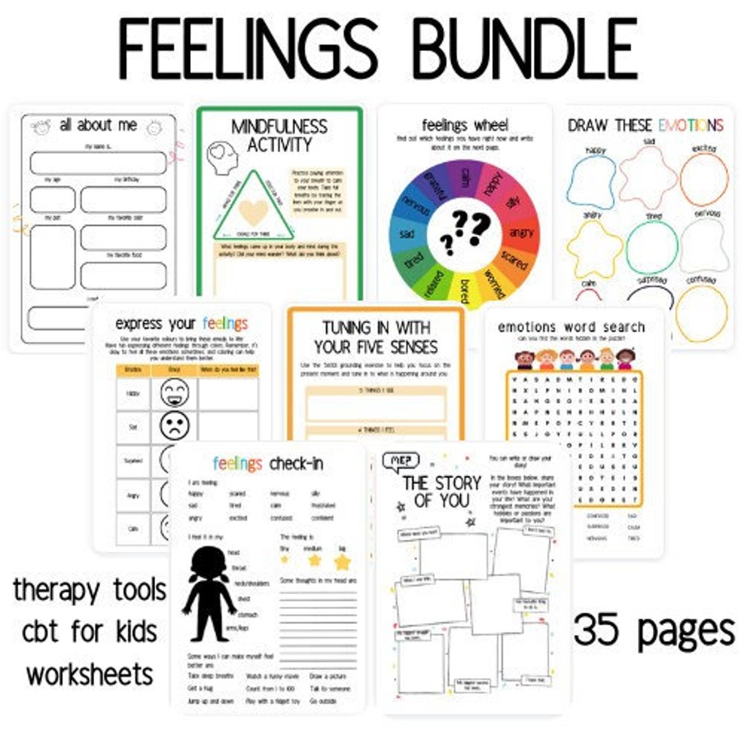 Kids Worksheets Anxiety Feelings Emotions Mindfulness Trauma ...