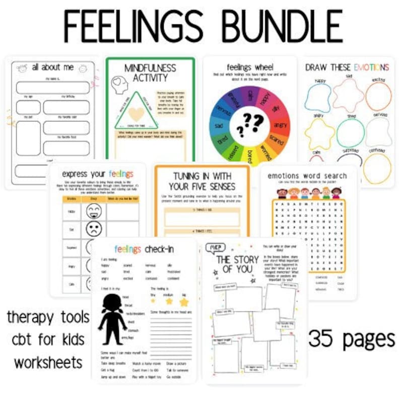 Kids Worksheets Anxiety Feelings Emotions Mindfulness Trauma ...
