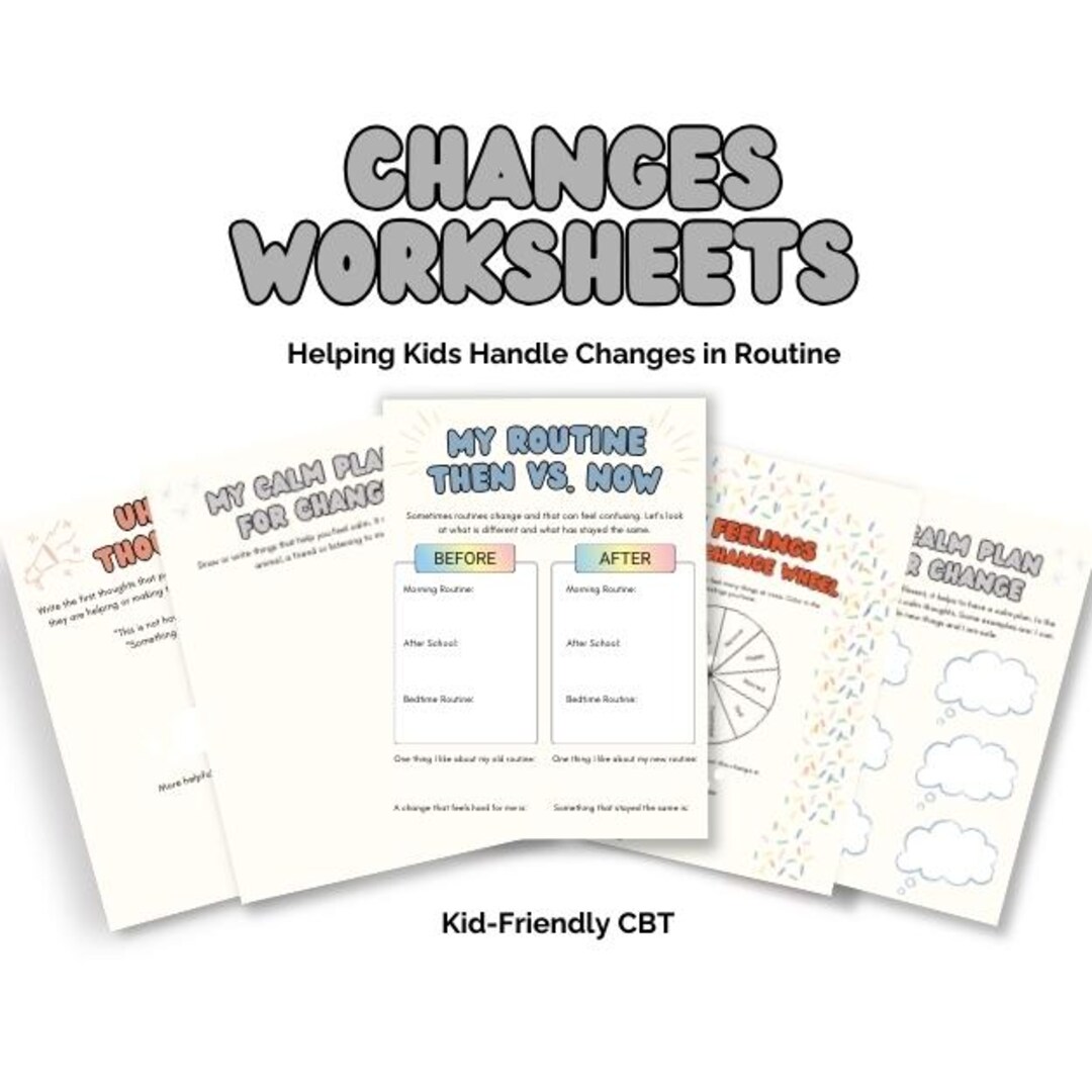 Kids Worksheets for Anxiety Change Worry - CBT Printable Therapy ...