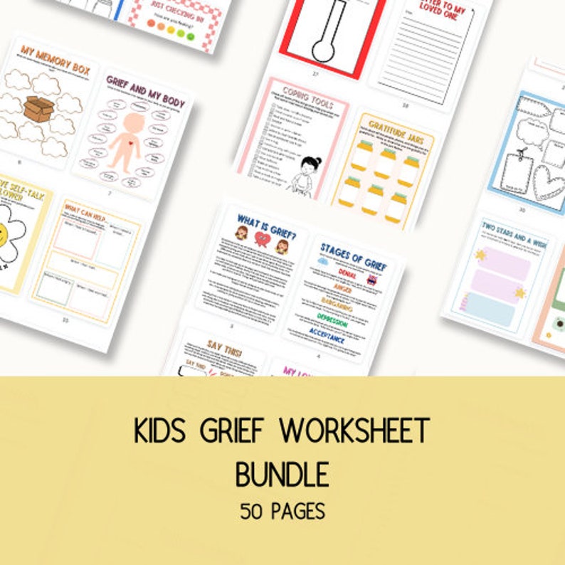 Grief Worksheets Trauma Loss Kids Calming Feelings Emotions Therapist ...