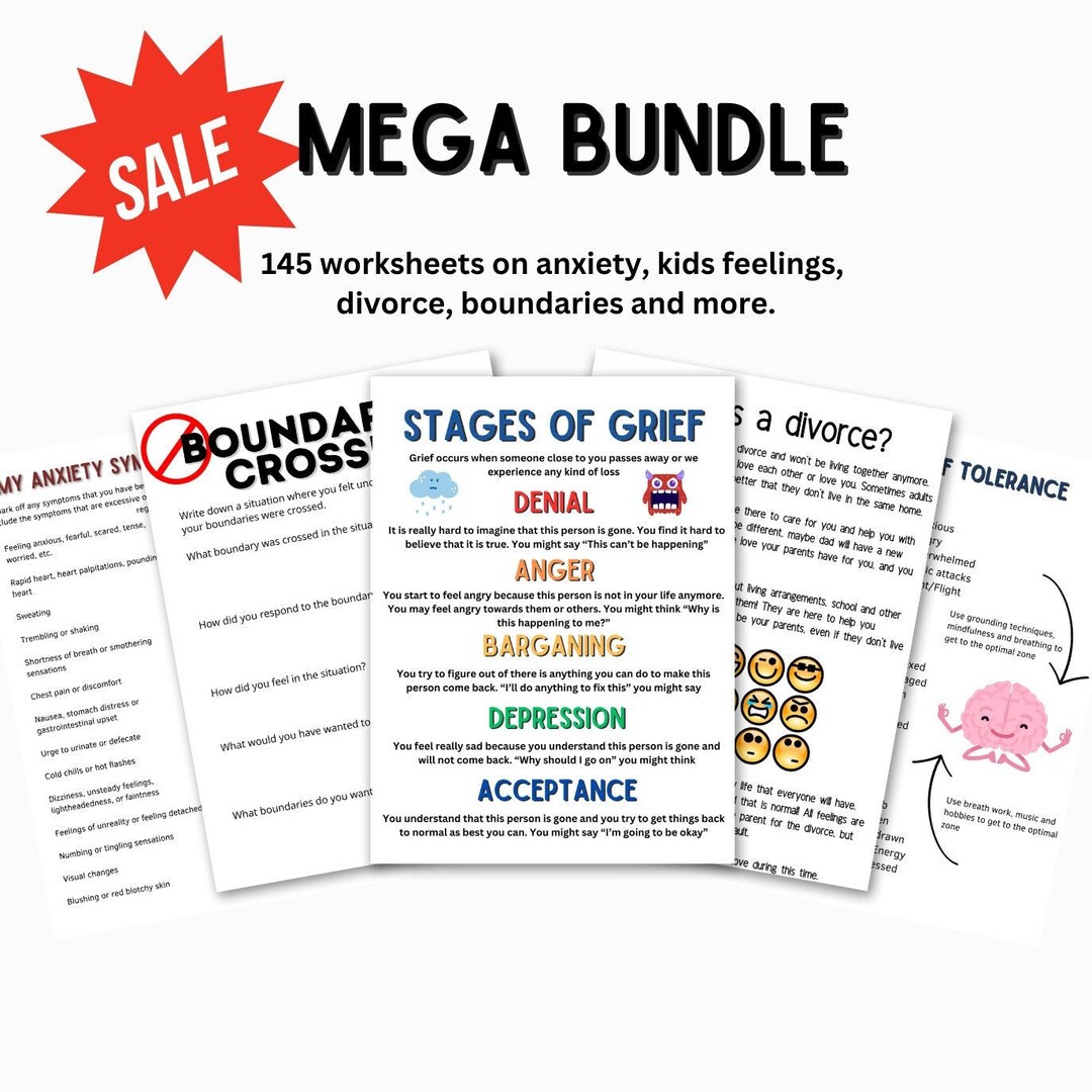 Mental Health Worksheet Mega Bundle: Coping Skills for Kids & Teens ...