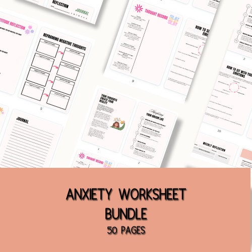 Anxiety Worksheet Adult Mental Health Therapy Resources CBT EMDR ...