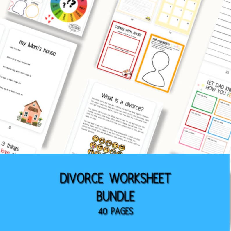 Kids Divorce Worksheet Bundle: Coping Skills, Mental Health (digital ...
