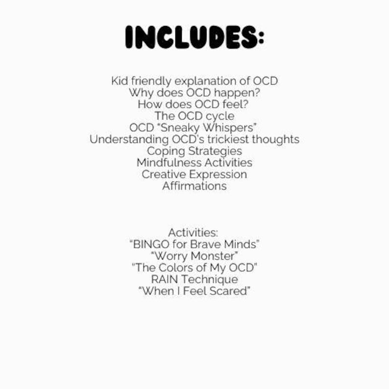 OCD Workbook for Kids: CBT, Mindfulness & Coping (50 Page) - Etsy