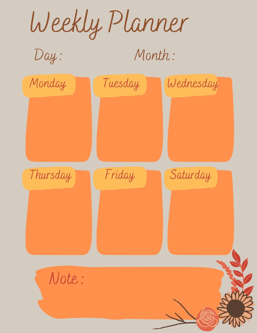 Weekly Printable - Etsy