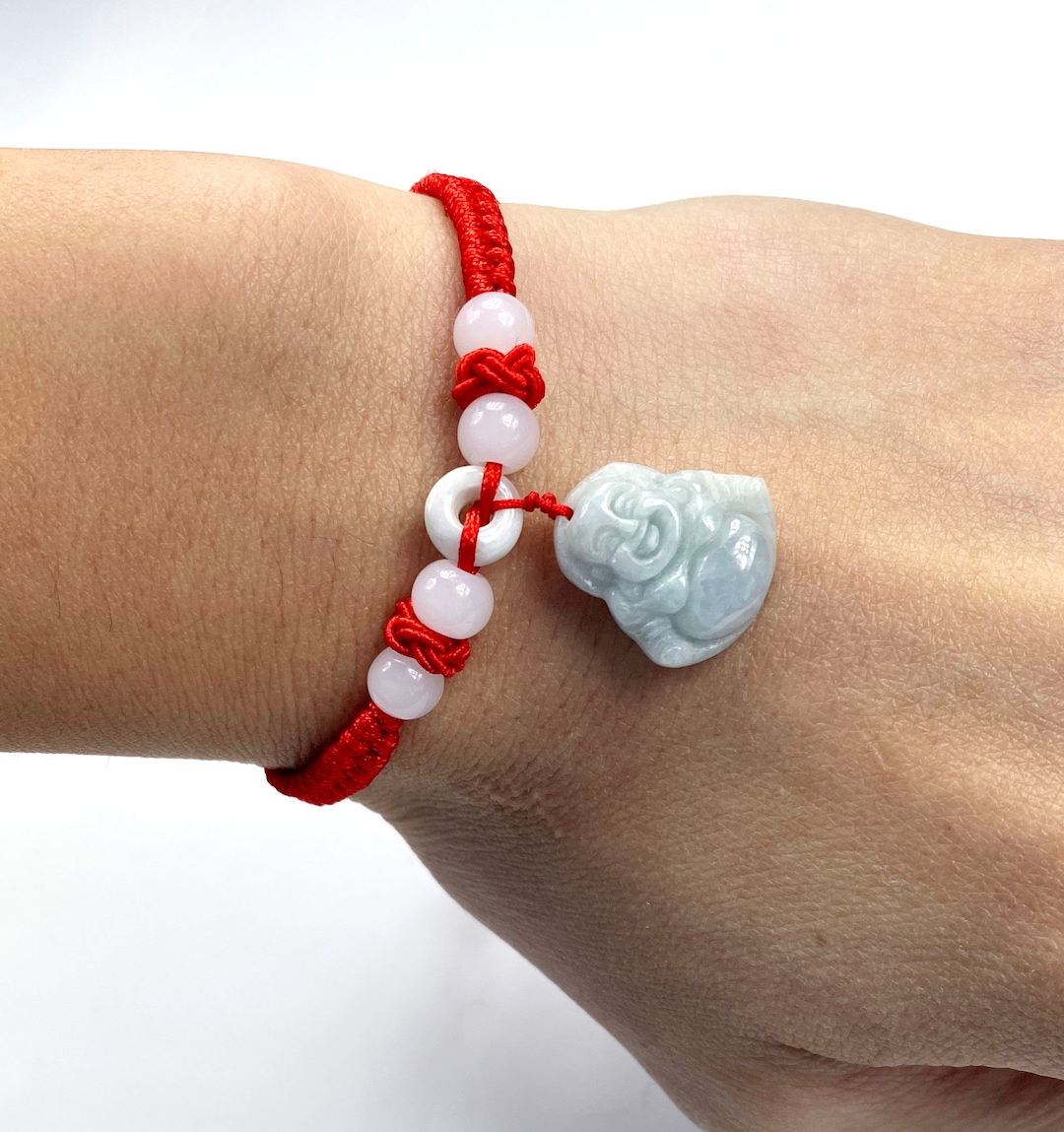 Happy Buddha Jade Bracelet , Guan Yin Jade Bracelet, Red String ...