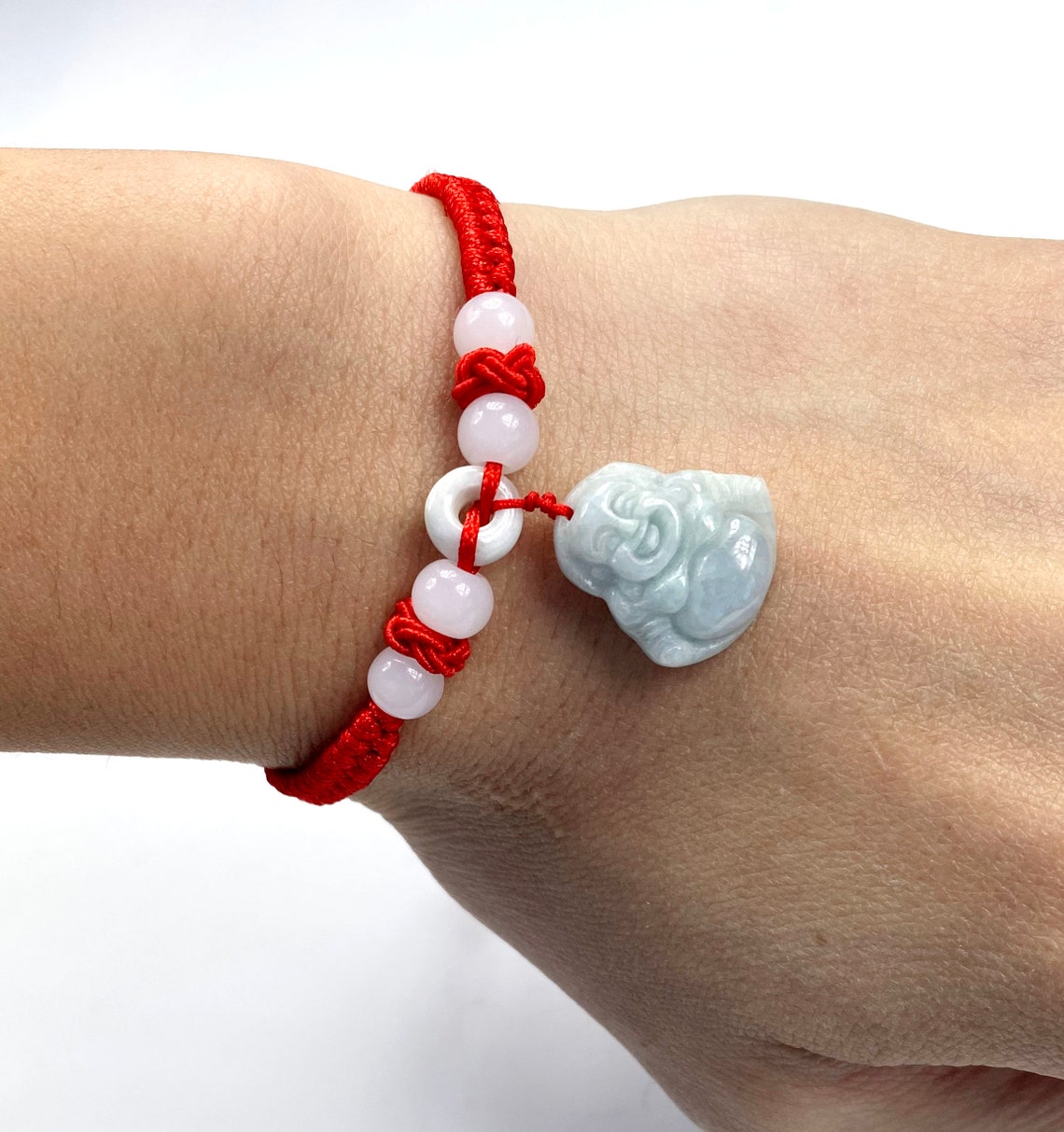 Happy Buddha Jade Bracelet Guan Yin Jade Bracelet Red | Etsy