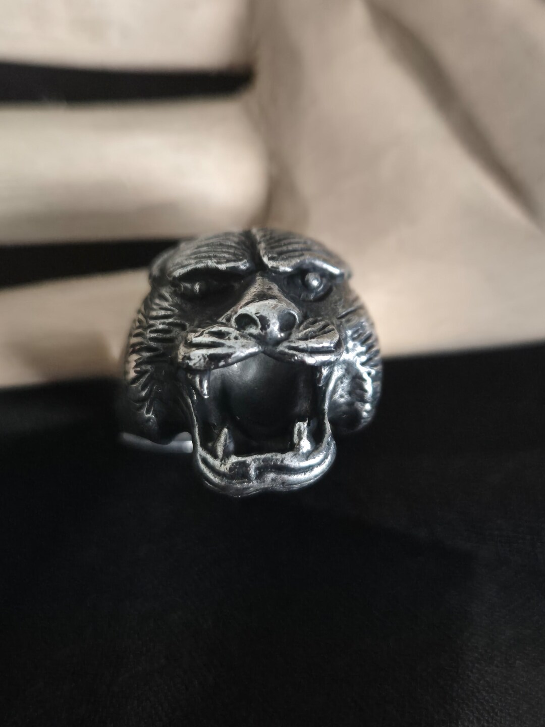 Vintage Sterling Silver Angry Lions Head, Mens Ladies Unisex Silver ...