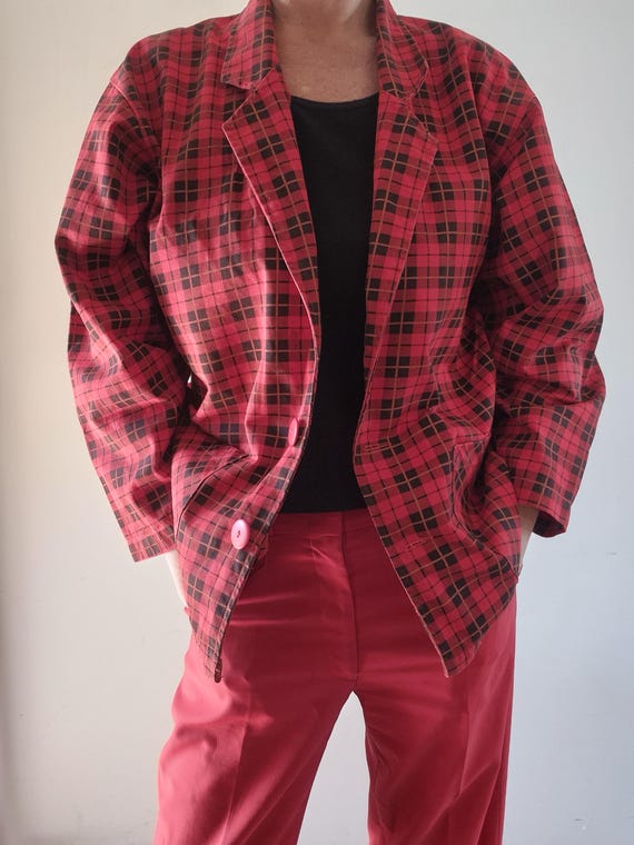 1980s Plaid Vintage Denim Boxy Jacket, Medium, Large,… - Gem