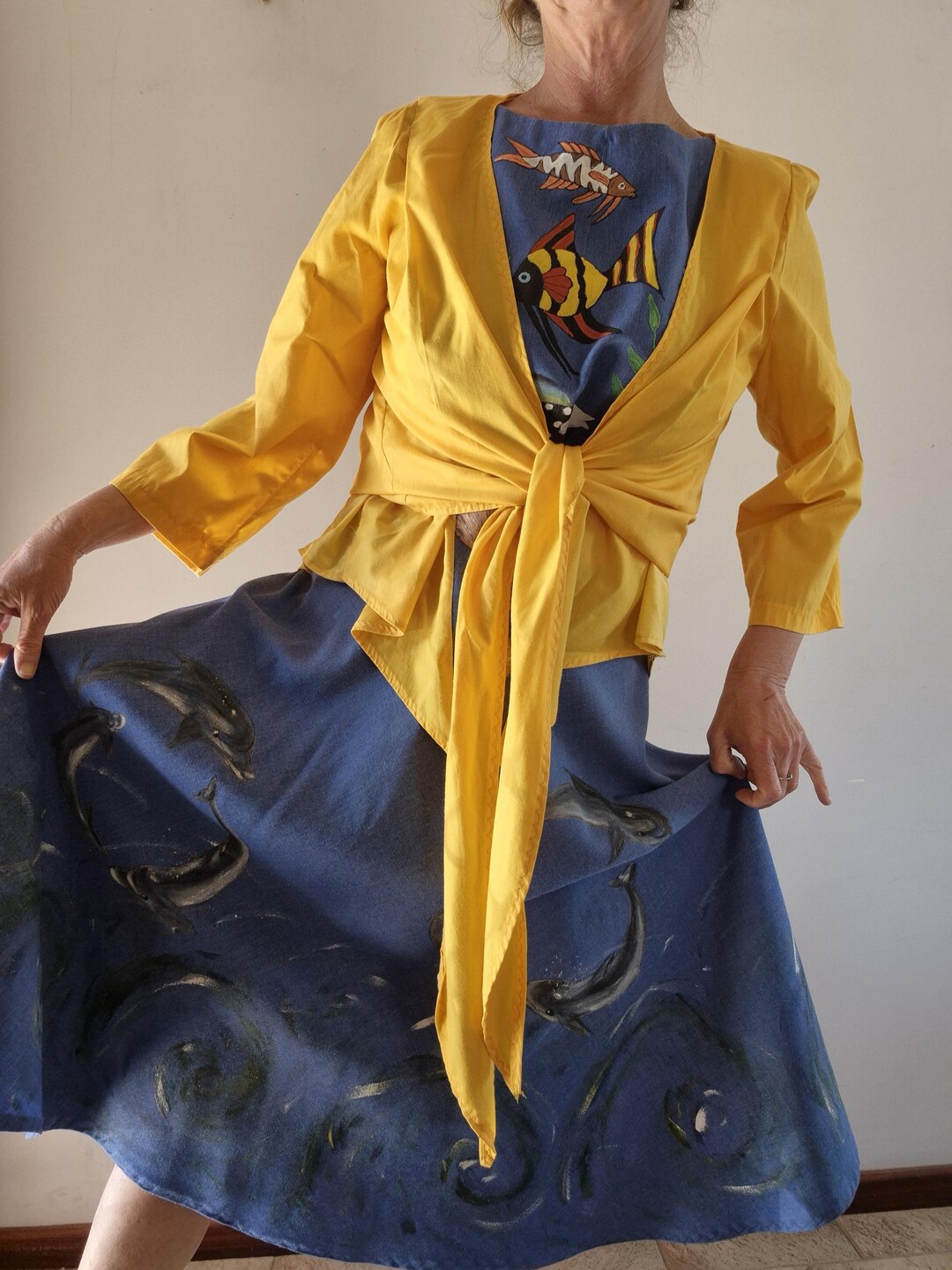 1980s Hand Made Vintage Hobbytex Three Piece Coord Top Jacket and Skirt ...