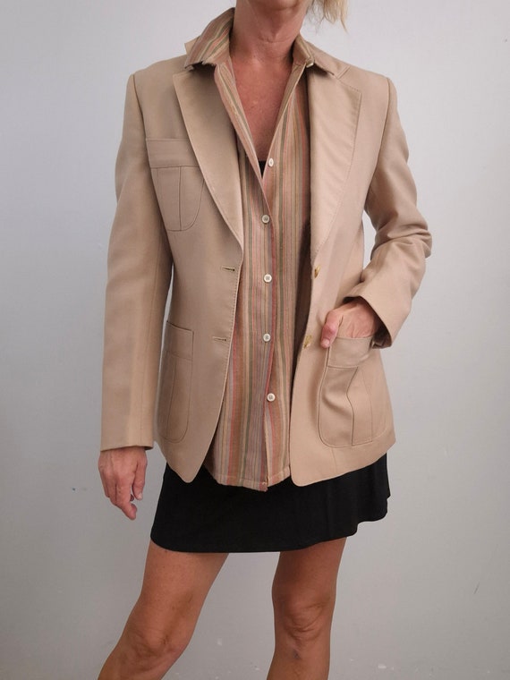 Vintage Roger David Beige Safari Jacket Blazer, Mediu… - Gem