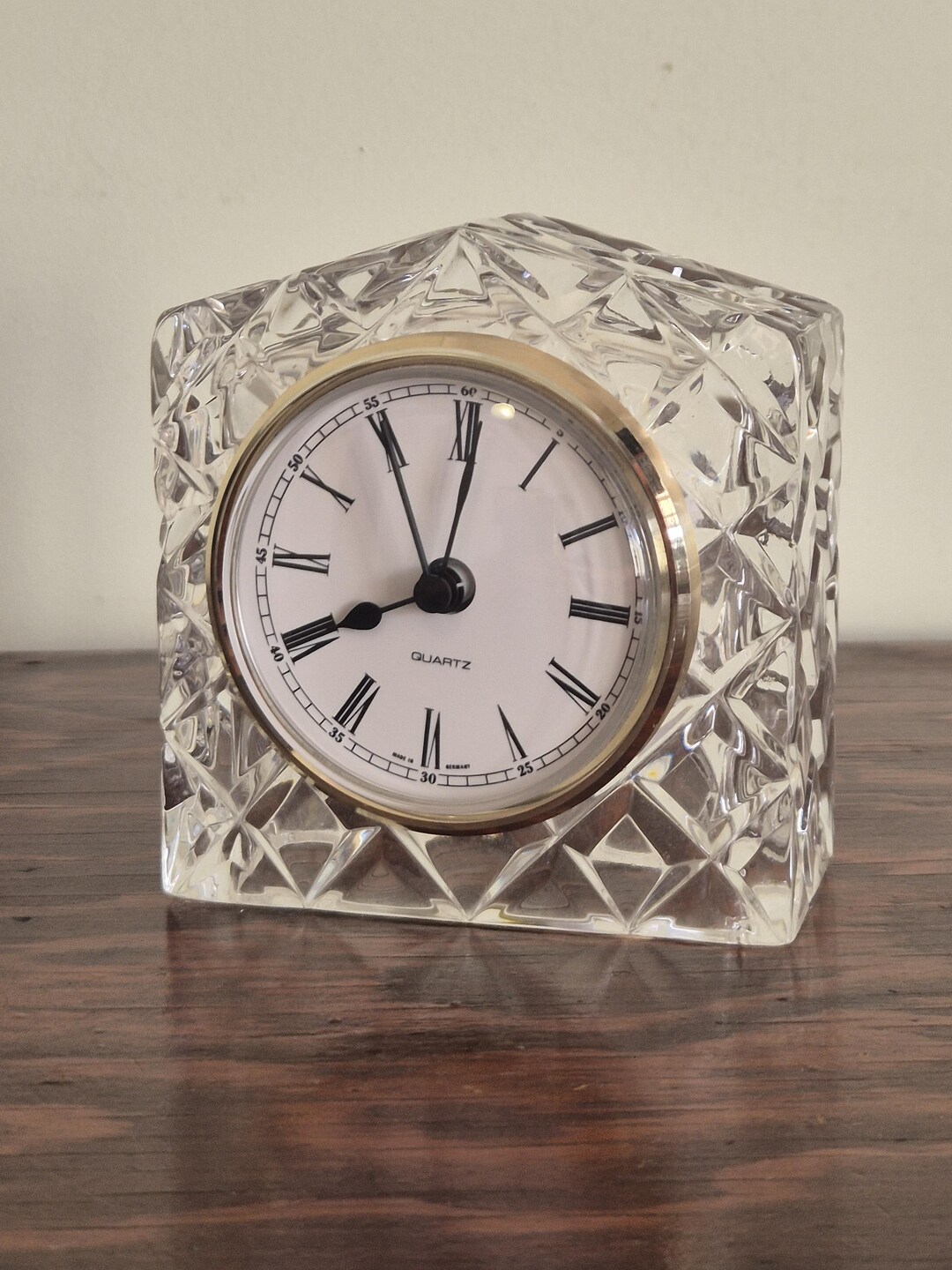 Vintage Crystal Quartz Clock, Dressing Table Desk Clock, Vintage ...