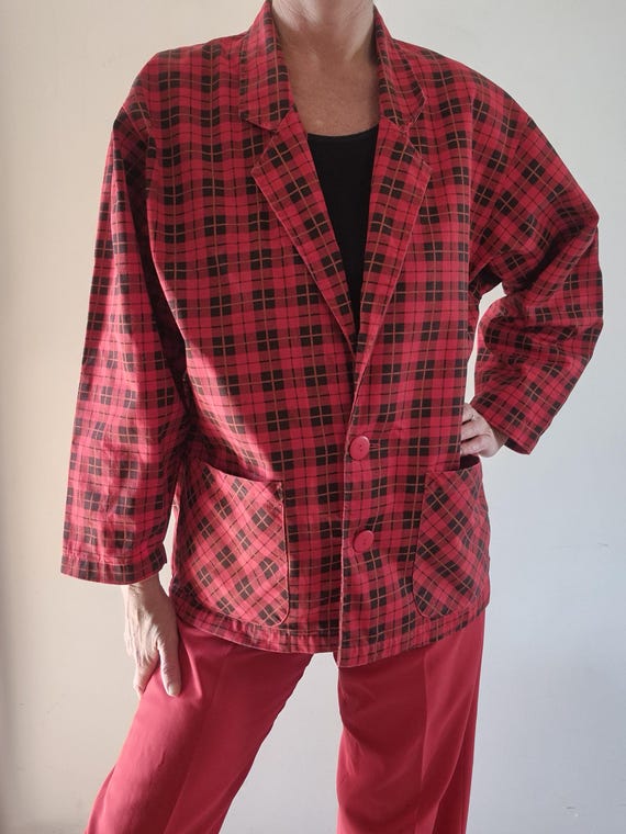 1980s Plaid Vintage Denim Boxy Jacket, Medium, Large,… - Gem