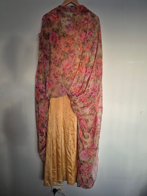 1960s Vintage Floral Sheer VAN ROSS Maxi Dress Long S… - Gem
