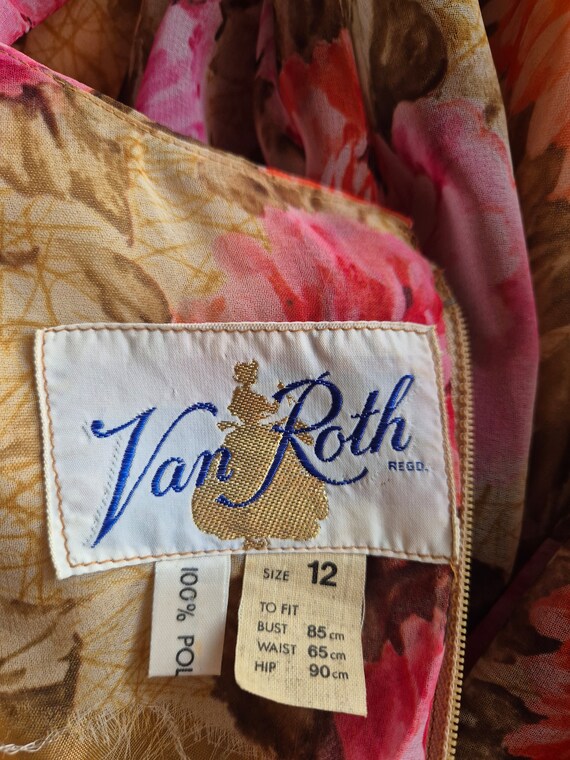 1960s Vintage Floral Sheer VAN ROSS Maxi Dress Long S… - Gem