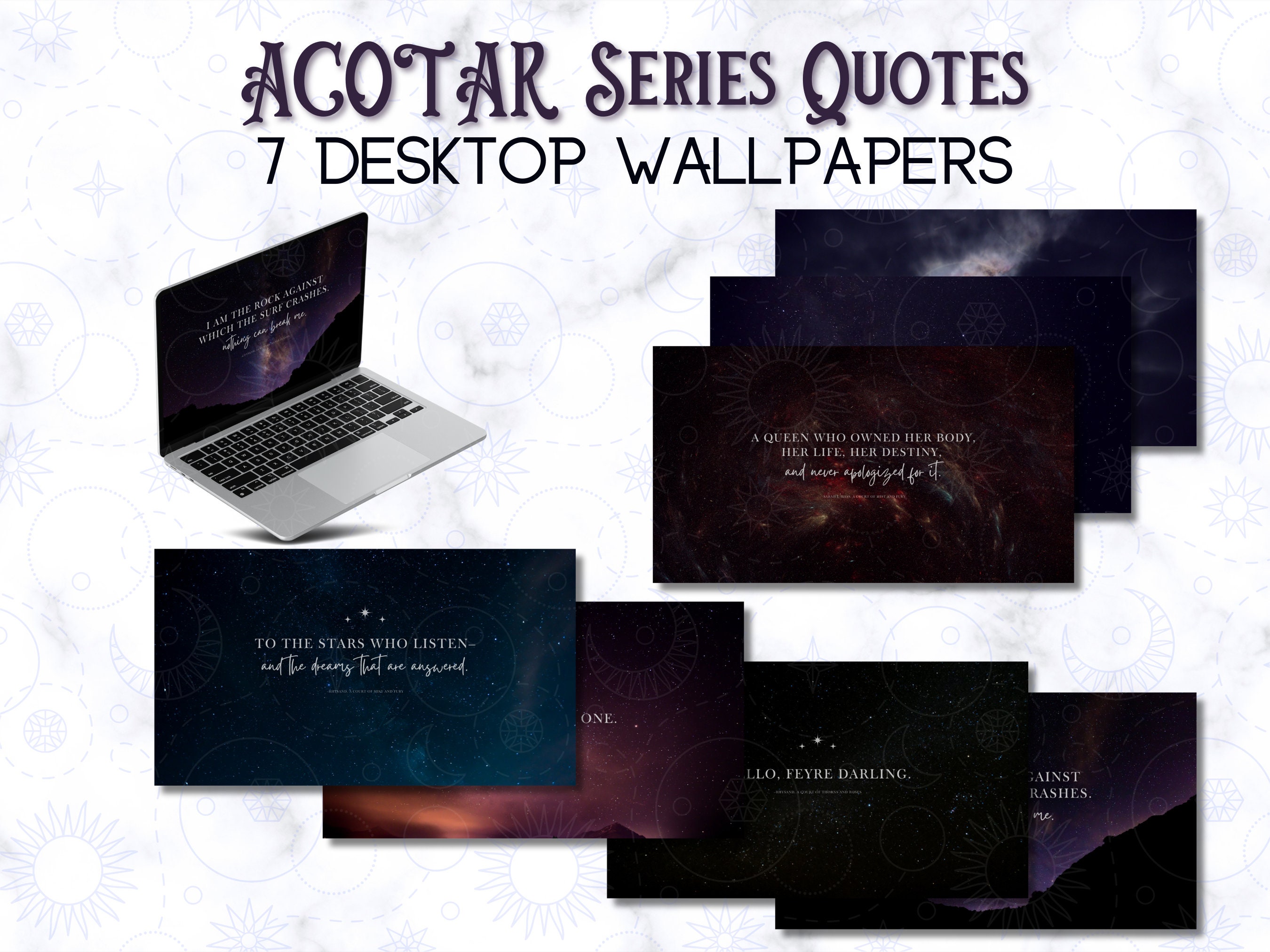 ACOTAR Series Quotes Wallpaper Bundle: Desktop & Mobile (digital ...