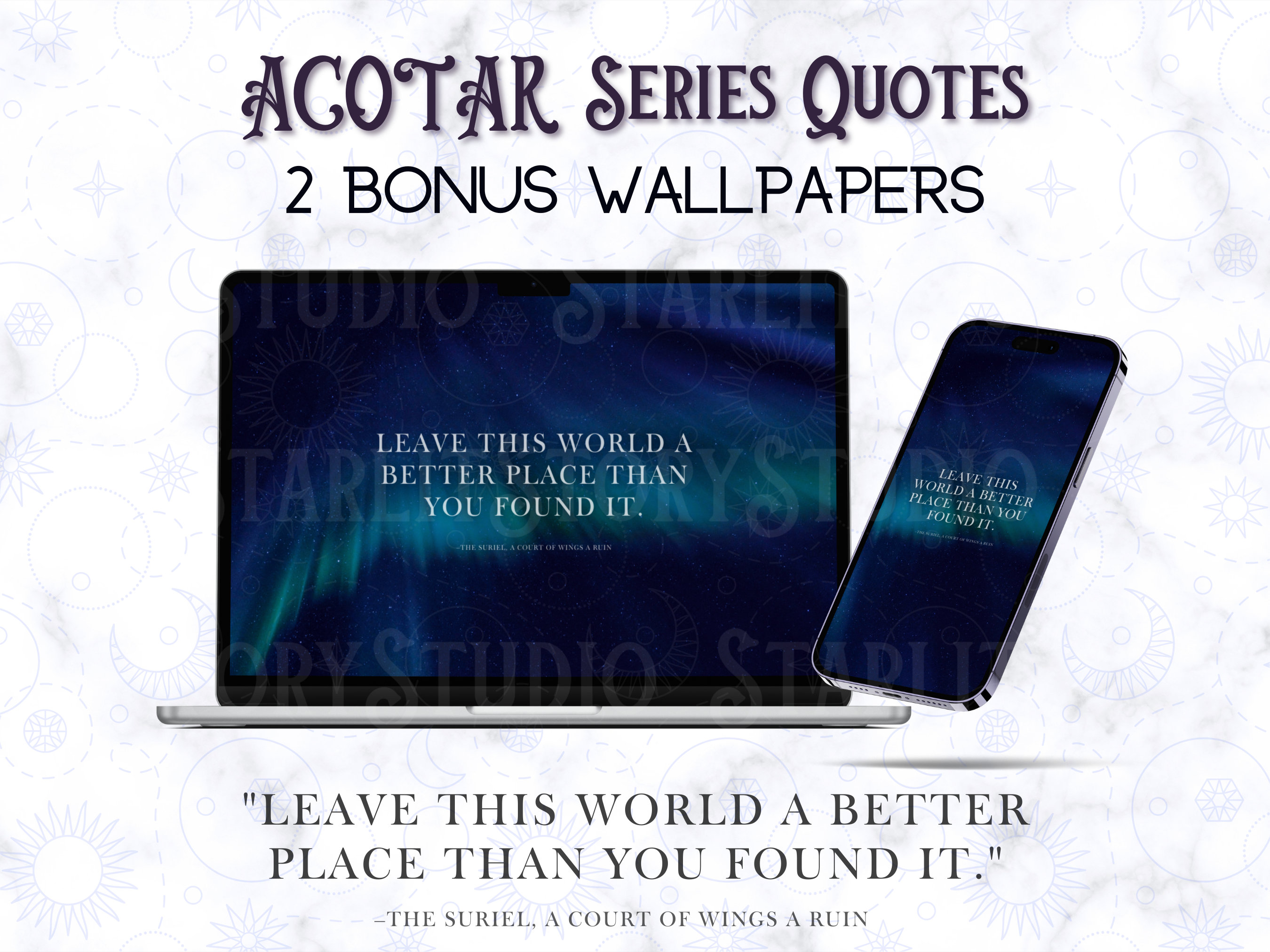 ACOTAR Series Quotes Wallpaper Bundle: Desktop & Mobile (digital ...