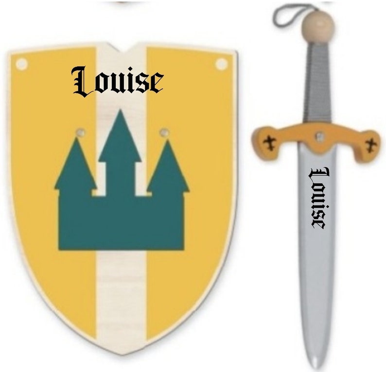 Épée et bouclier en bois chevalier avec prénom au choix plusieurs ...