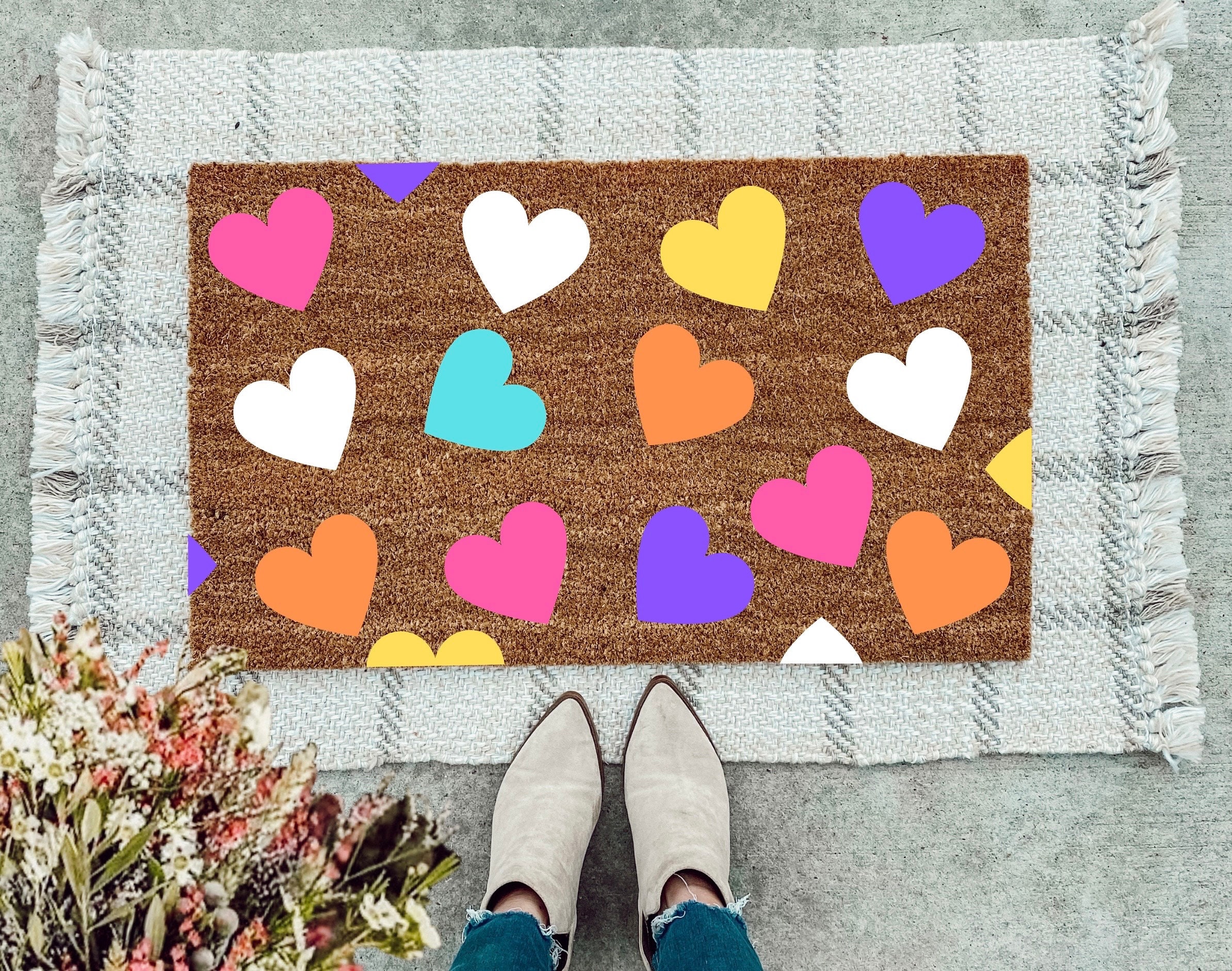 Valentine Doormat, Heart Mat, Heart Shaped Mat, Door Mat, Spring ...