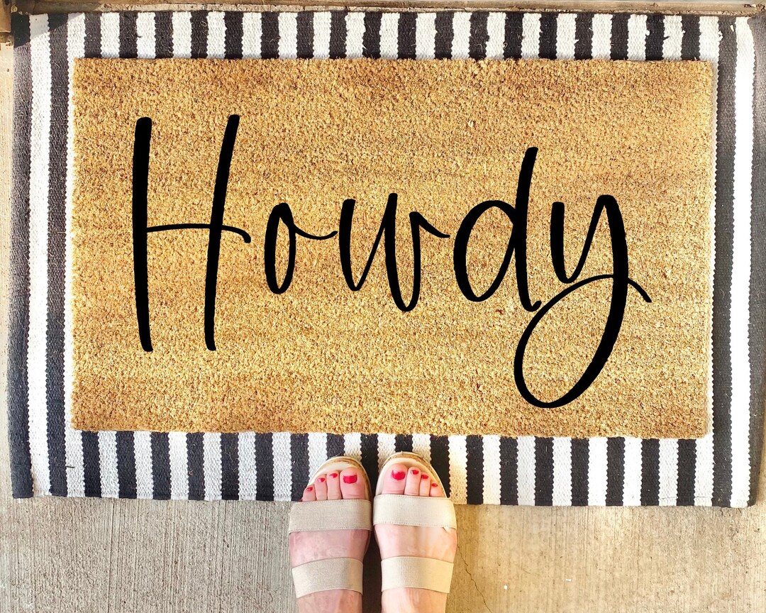 Howdy Western Hello Doormat Doormat Mat, Welcome Mat, Funny Punny ...