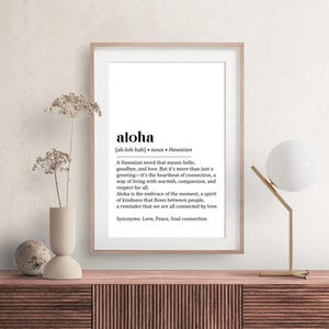 Printable Aloha Definition Art, Hawaiian Wall Decor, Minimalist Aloha ...