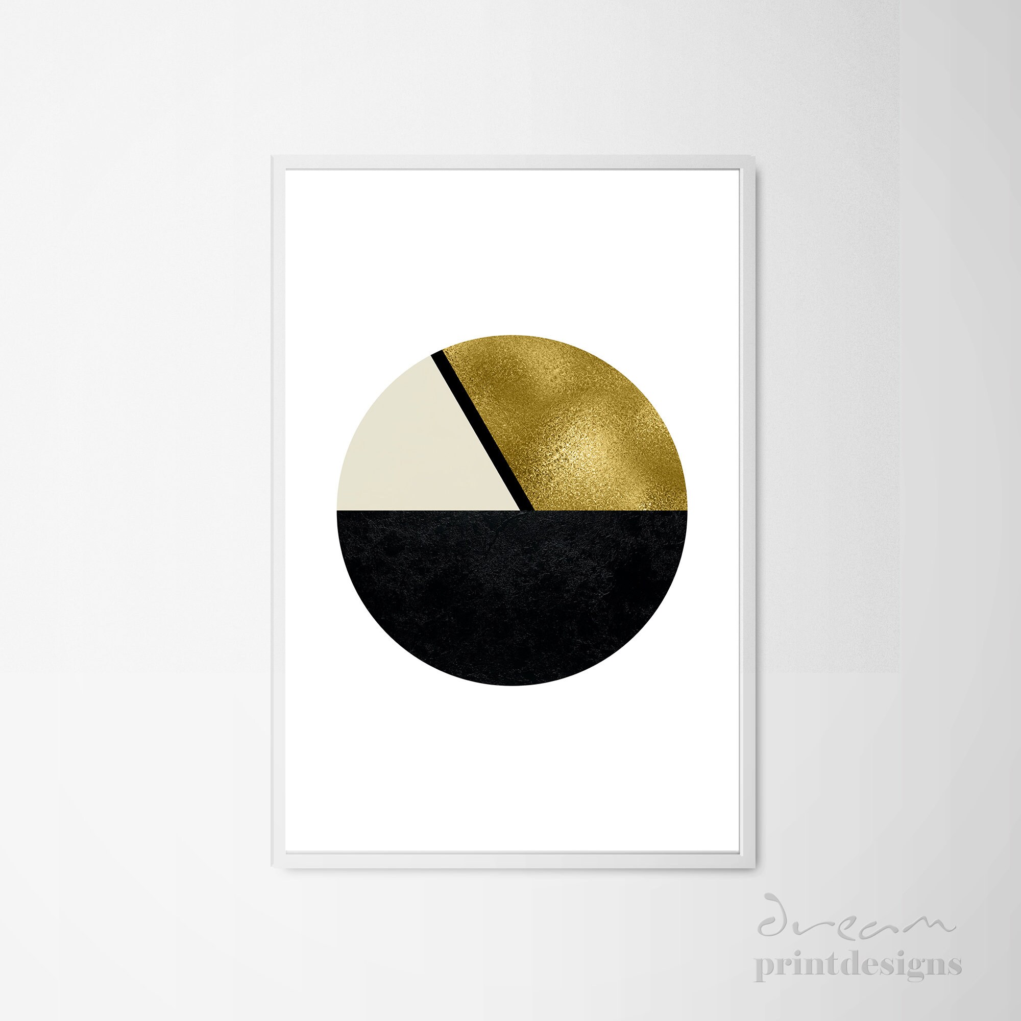 Geometric Gold Circle Print Scandinavian Printable Art Gold - Etsy