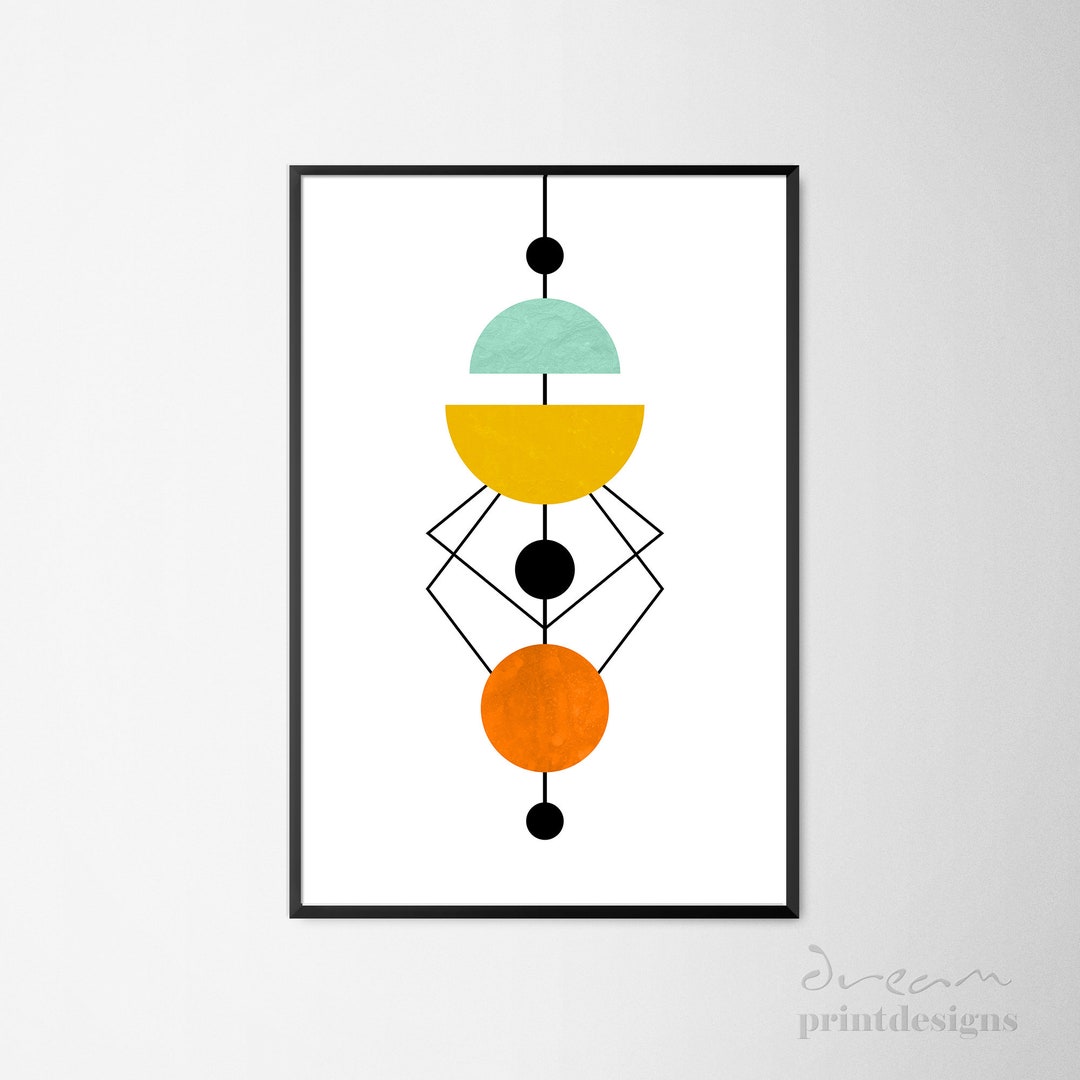 Orange Yellow Scandinavian Print, Scandinavian Mid Century Art, Mid ...