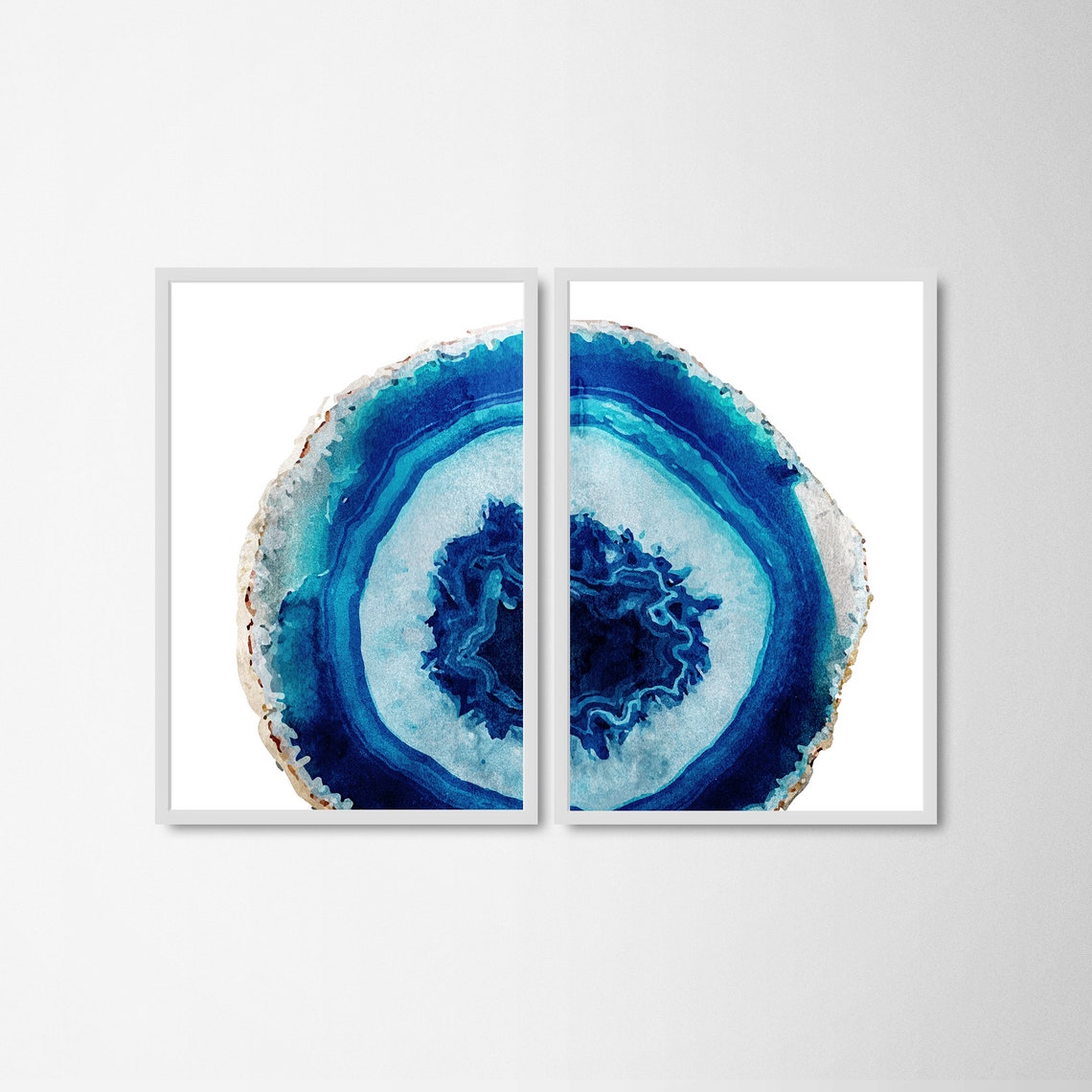 Printable Agate Wall Art Set of Two Prints Blue Agate Print - Etsy