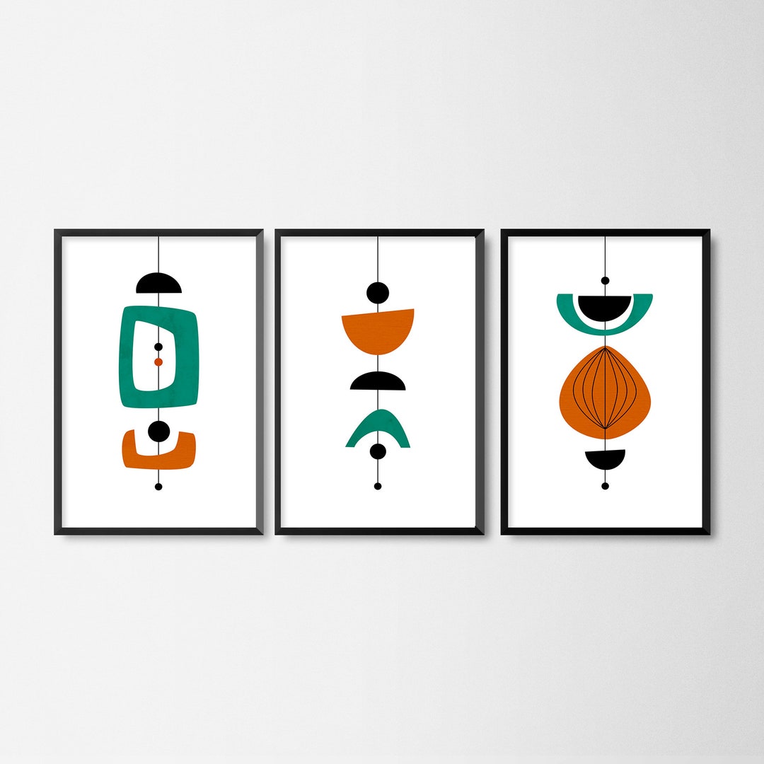 Mid Century Modern Art Printable Mid Century Set of Prints - Etsy