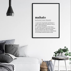 Mahalo Definition Print, Hawaiian Wall Art, Mahalo Poster, Aloha Gift ...