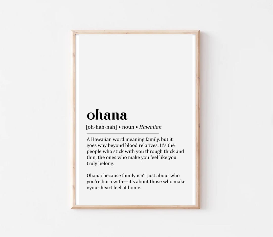 Printable Ohana Definition Art, Hawaiian Family & Togetherness Wall Art ...