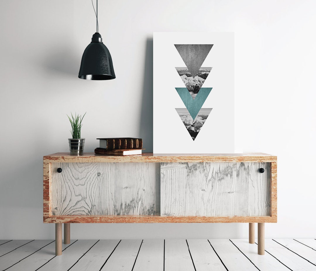 Printable Triangle Art Print, Scandinavian Print, Triangle Nature Art ...