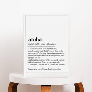 Printable Aloha Definition Art, Hawaiian Wall Decor, Minimalist Aloha ...