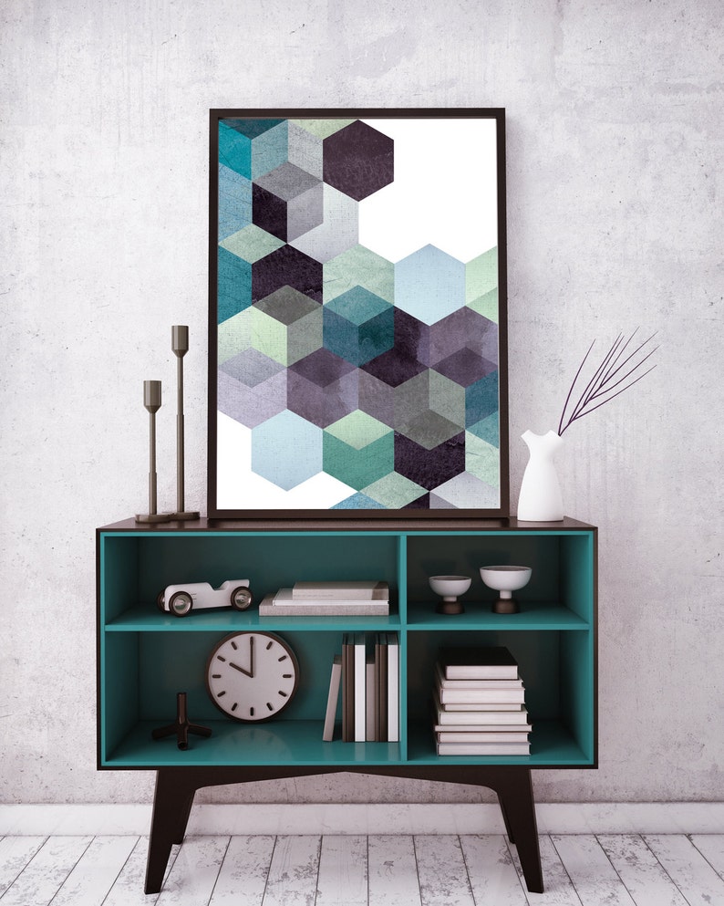 Printable Geometric Art Geometric Print Modern Poster Green - Etsy
