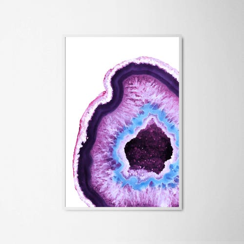 Agate Print Agate Printable Poster Violet Blue Mineral Art - Etsy