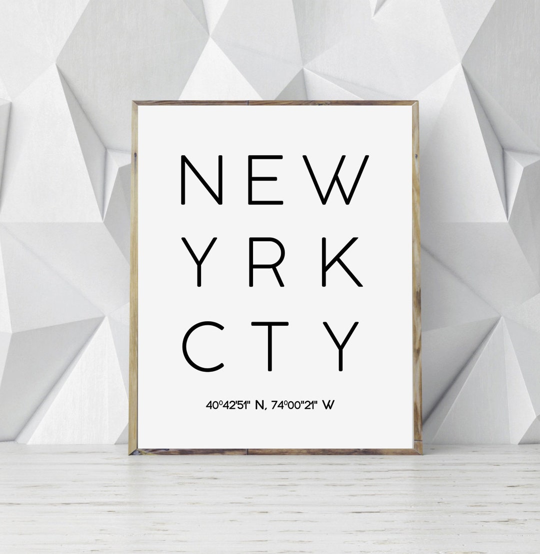Printable New York City, New York Coordinates, New York Print, NY City ...