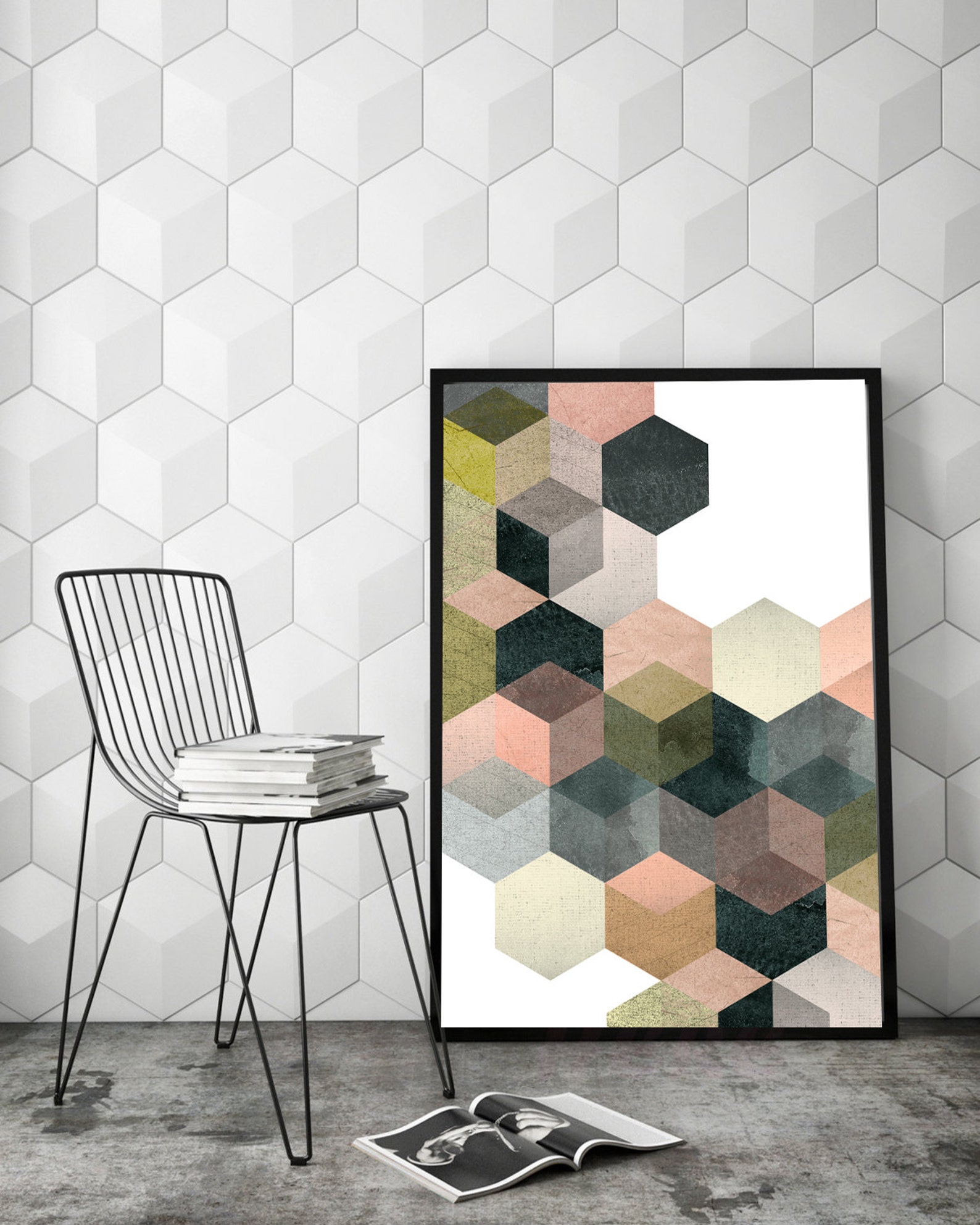 Printable Geometric Art Geometric Print Hexagon Poster | Etsy