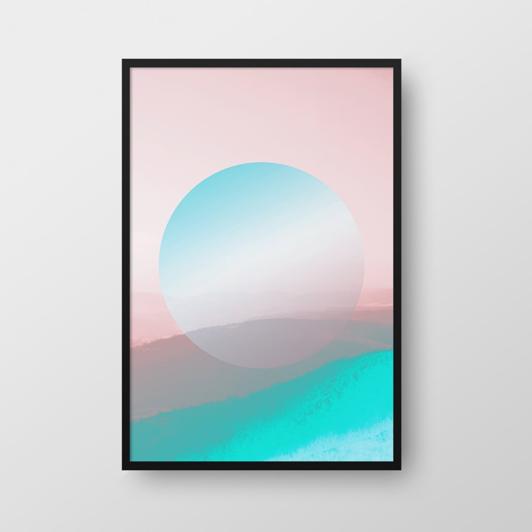 Printable Geometric Art Abstract Gradient Art Pink Blue Art - Etsy