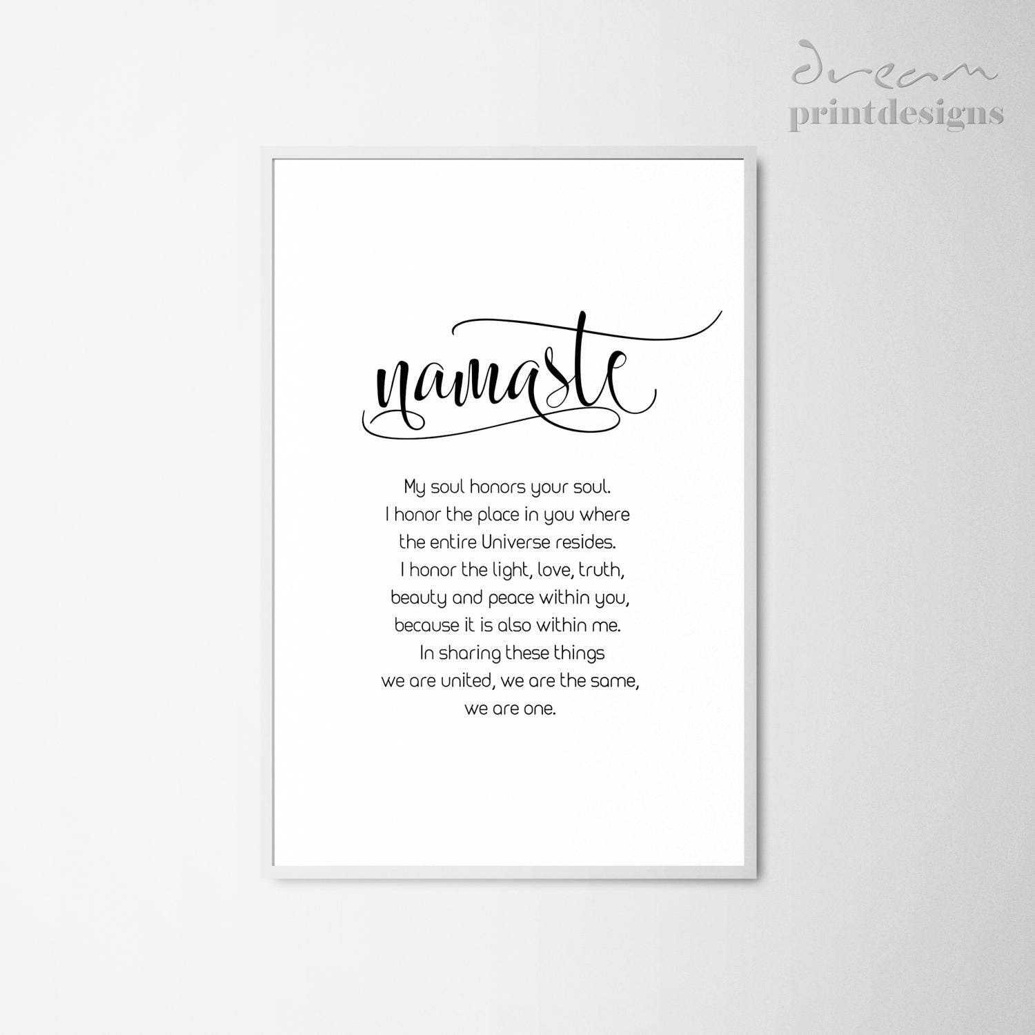 Namaste Printable Art Namaste Definition Yoga Gifts Wall - Etsy Australia