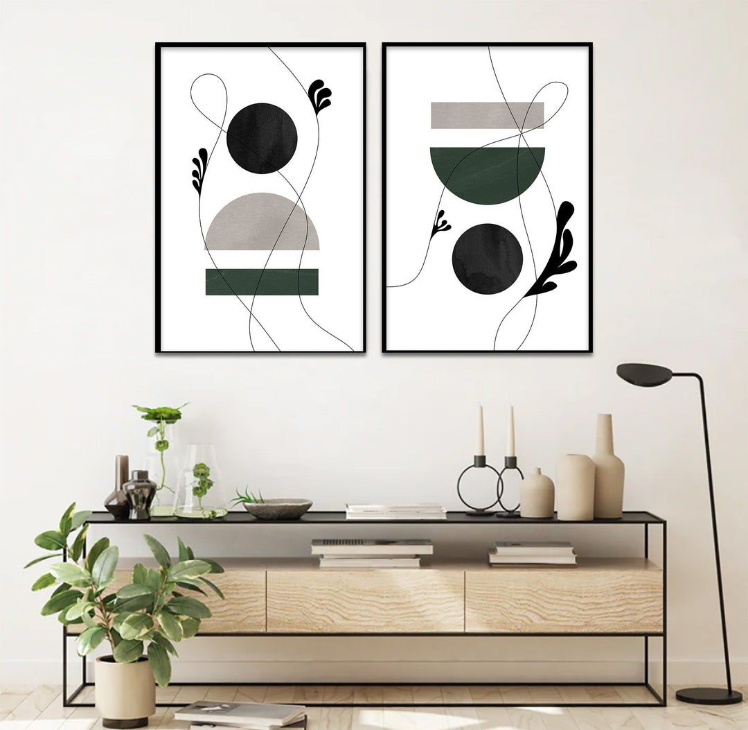 Modern Abstract Line Art, Set of 2 Abstract Line Organic Wall Art ...