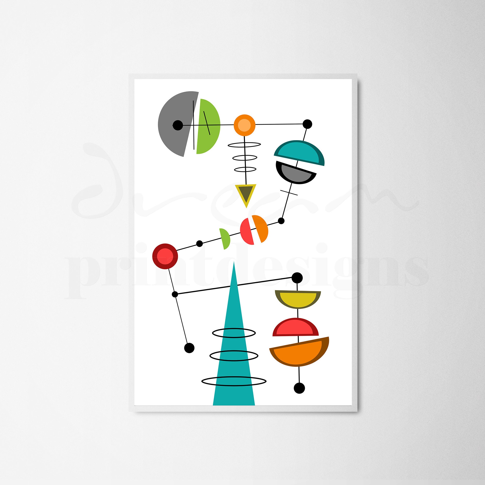 Mid Century Modern Art Printable Mid Century Wall Art | Etsy