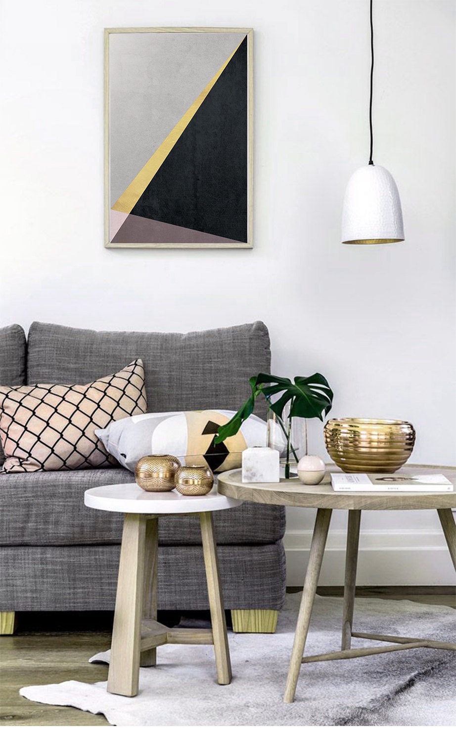 Scandinavian Poster Printable Geometric Art Purple Gold - Etsy