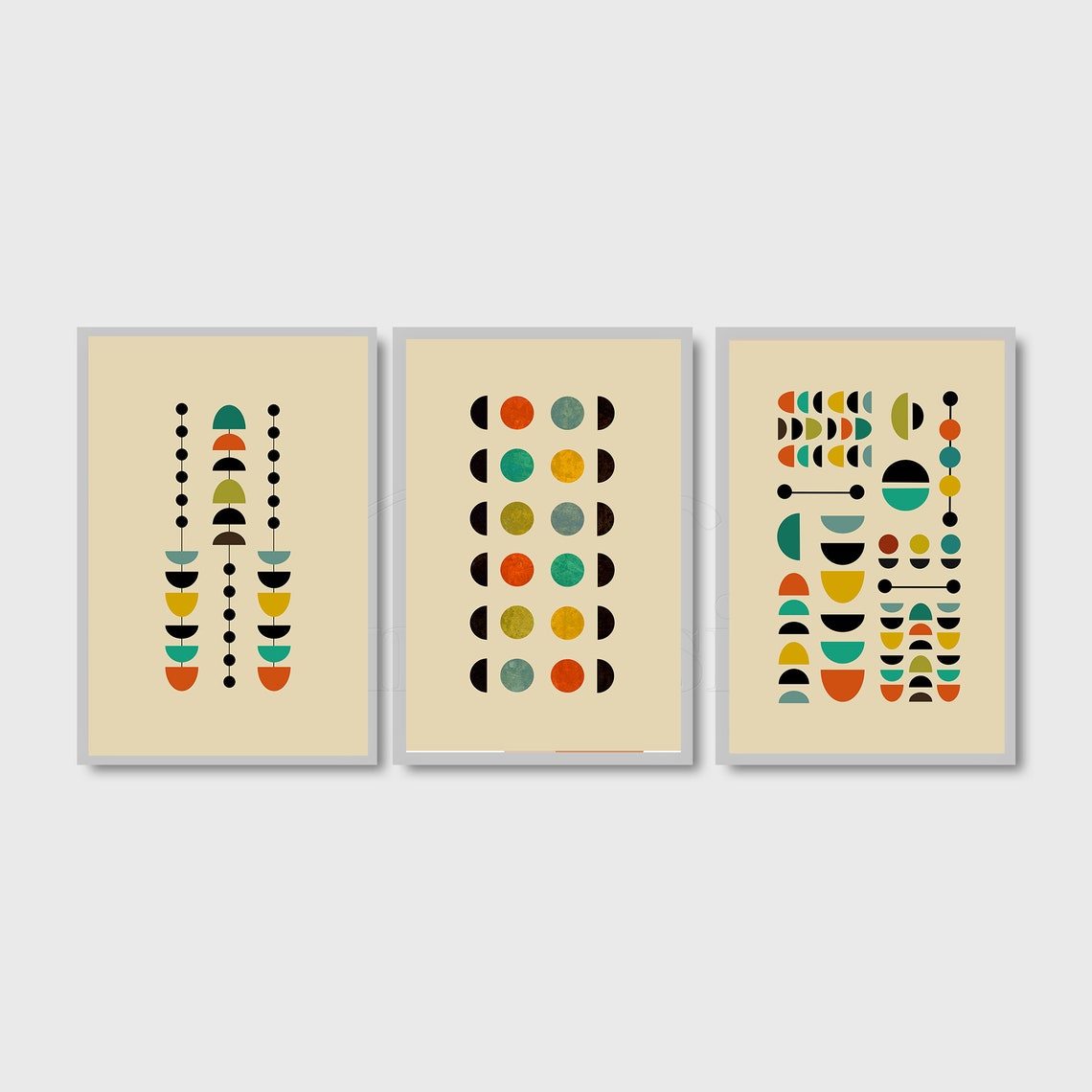 Set of Three Mid Century Modern Prints Orange Print Yellow - Etsy