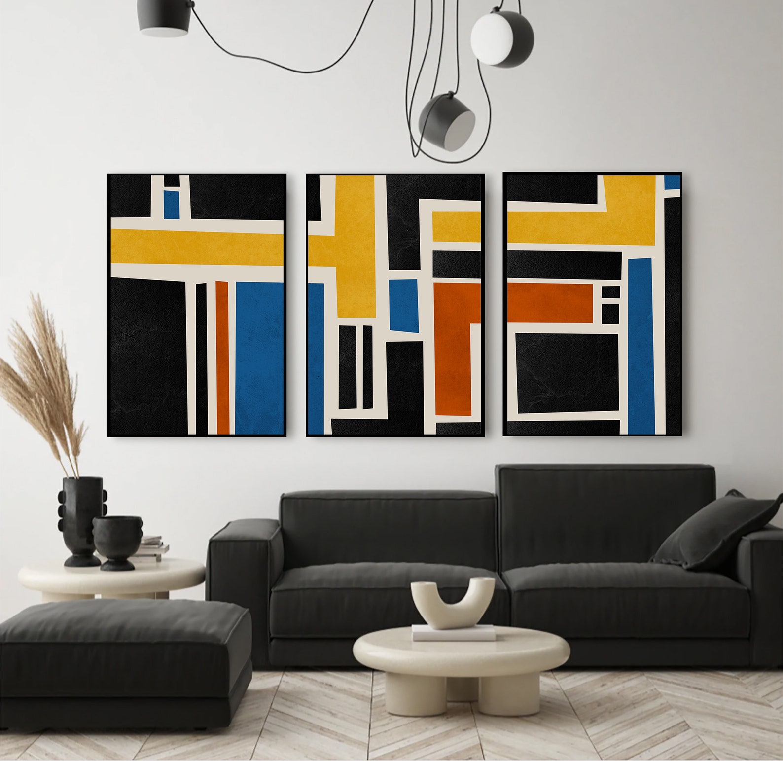 Mid Century Minimalist Art Retro Wall Art Set of 3 Prints - Etsy