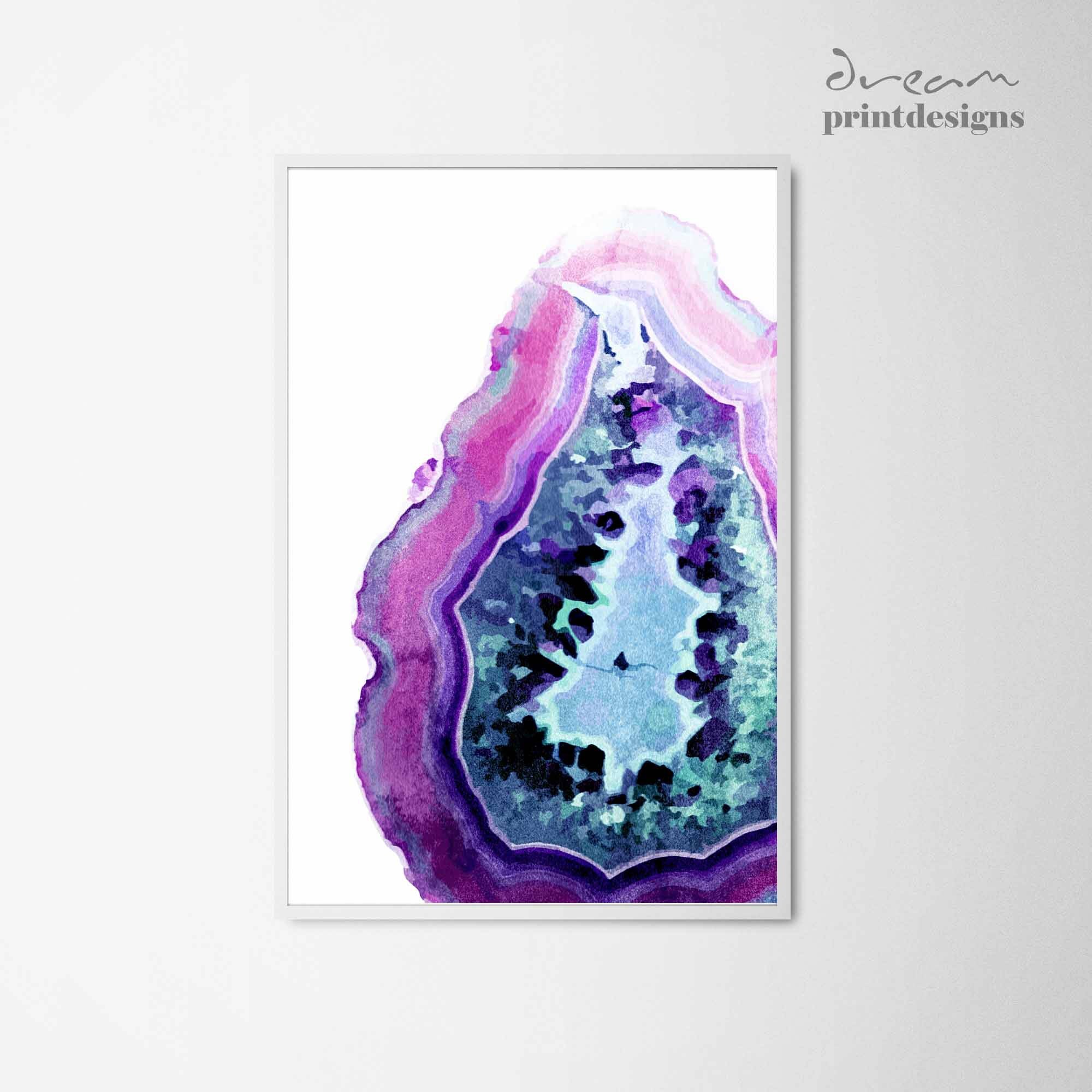 Agate Print Agate Printable Poster Violet Blue Mineral Art | Etsy