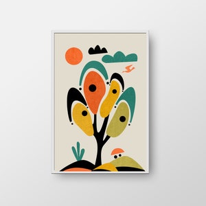 Mid Century Tree, Scandinavian Art, Nature Print, Scandinavian Tree ...