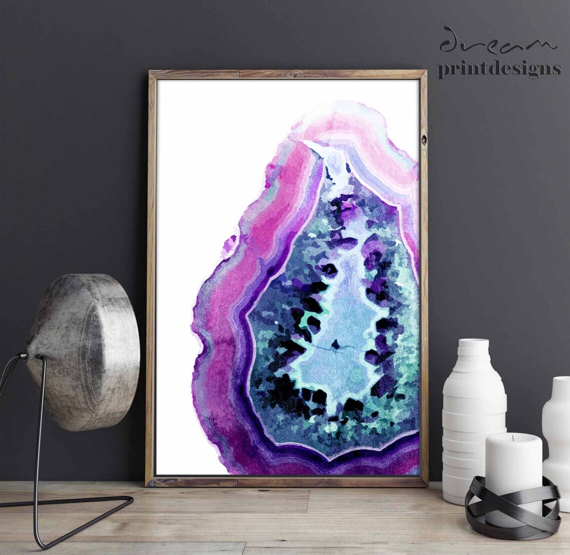Agate Print Agate Printable Poster Violet Blue Mineral Art - Etsy