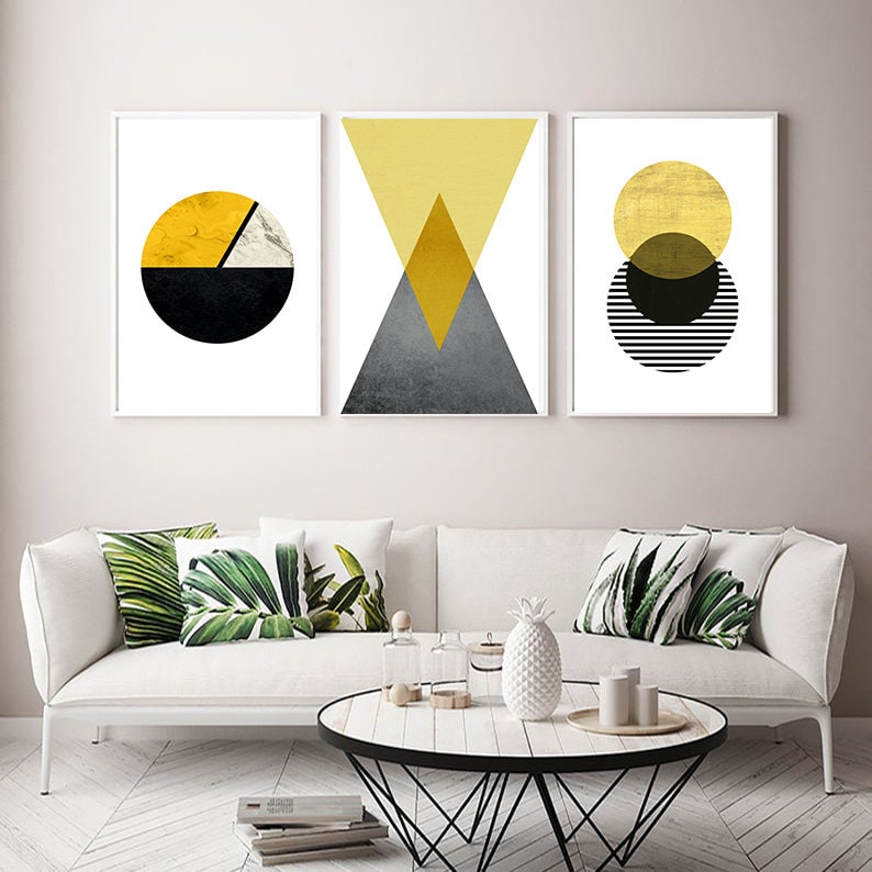 Set of Three Prints Printable Yellow Art Yellow Prints - Etsy Sweden